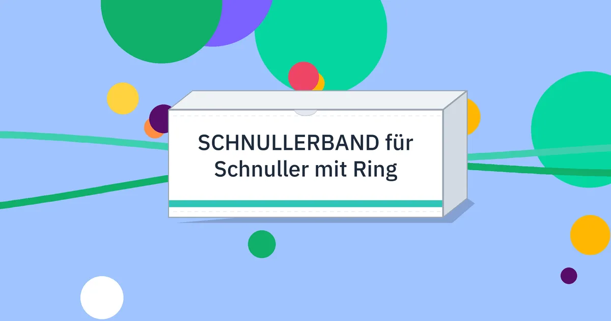 Symbolbild: Packung mit der Aufschrift SCHNULLERBAND für Schnuller mit Ring (PZN 10122721) – Verfügbarkeit und Bezug in Apotheken in Frankfurt am Main