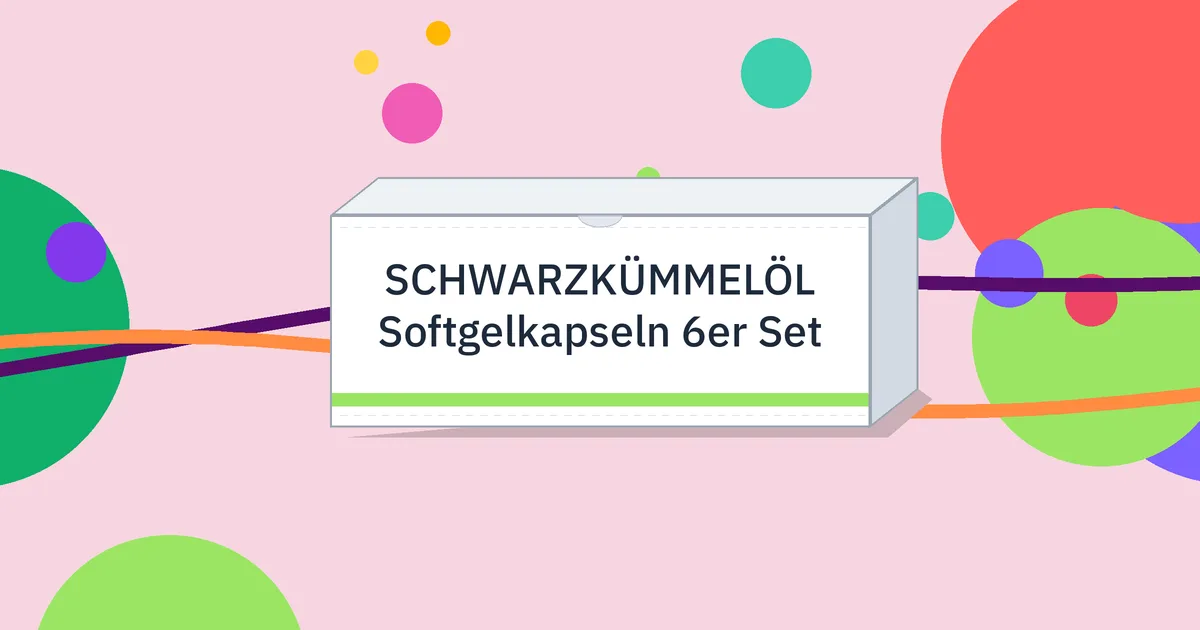 Symbolbild: Packung mit der Aufschrift SCHWARZKÜMMELÖL Softgelkapseln 6er Set (PZN 20098515) – Verfügbarkeit und Bezug in Apotheken in Frankfurt am Main