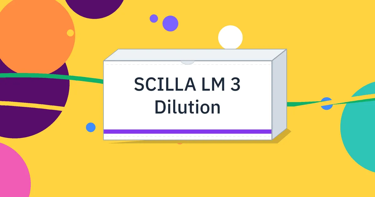 Symbolbild: Packung mit der Aufschrift SCILLA LM 3 Dilution (PZN 13183893) – Verfügbarkeit und Bezug in Apotheken in Frankfurt am Main