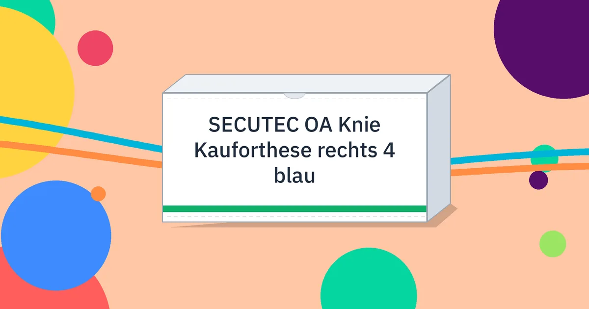 Symbolbild: Packung mit der Aufschrift SECUTEC OA Knie Kauforthese rechts 4 blau (PZN 14253957) – Verfügbarkeit und Bezug in Apotheken in Frankfurt am Main