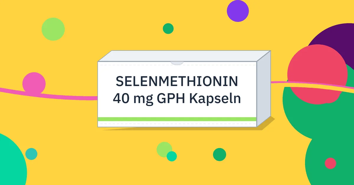 Symbolbild: Packung mit der Aufschrift SELENMETHIONIN 40 mg GPH Kapseln (PZN 20857180) – Verfügbarkeit und Bezug in Apotheken in Frankfurt am Main
