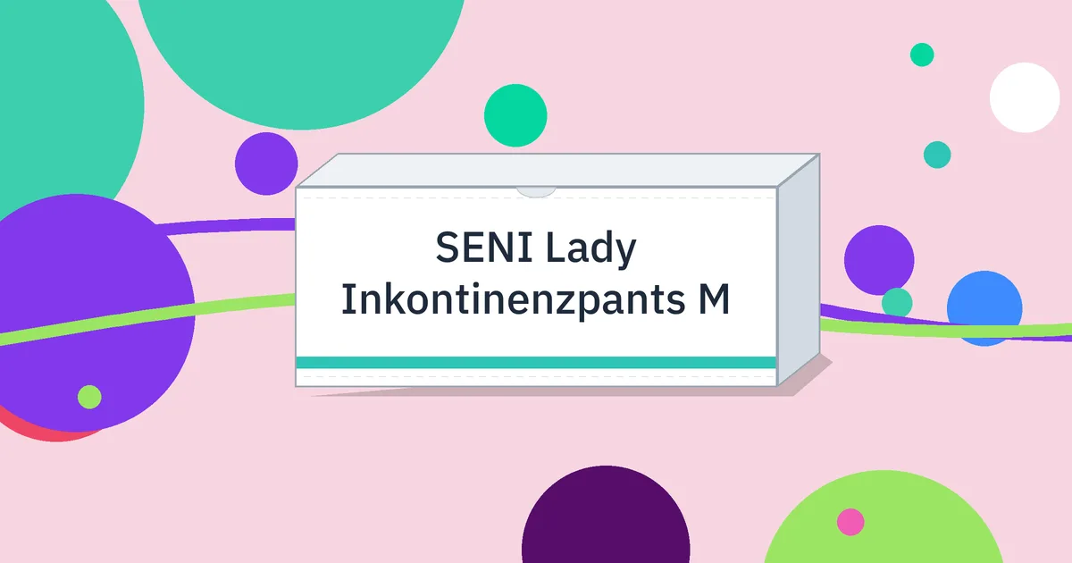 Symbolbild: Packung mit der Aufschrift SENI Lady Inkontinenzpants M (PZN 18168533) – Verfügbarkeit und Bezug in Apotheken in Frankfurt am Main