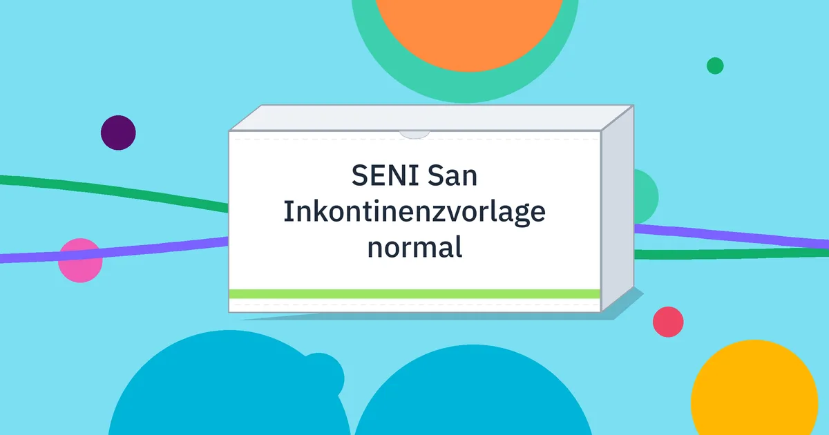Symbolbild: Packung mit der Aufschrift SENI San Inkontinenzvorlage normal (PZN 18329574) – Verfügbarkeit und Bezug in Apotheken in Frankfurt am Main