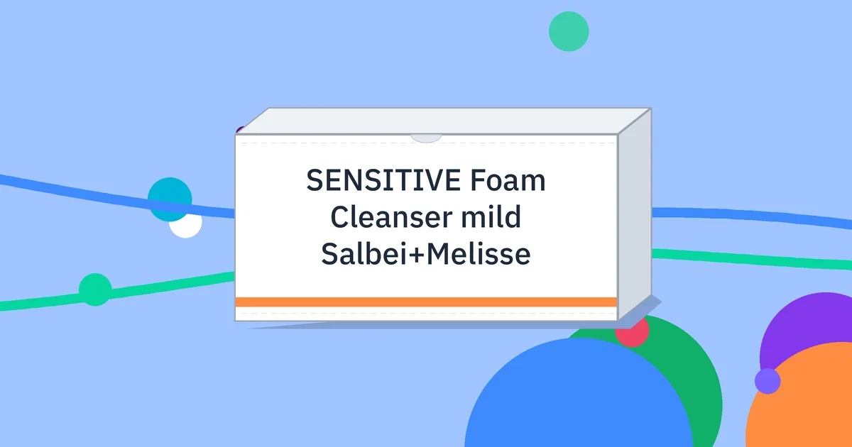 Symbolbild: Packung mit der Aufschrift SENSITIVE Foam Cleanser mild Salbei+Melisse (PZN 18237174) – Verfügbarkeit und Bezug in Apotheken in Frankfurt am Main