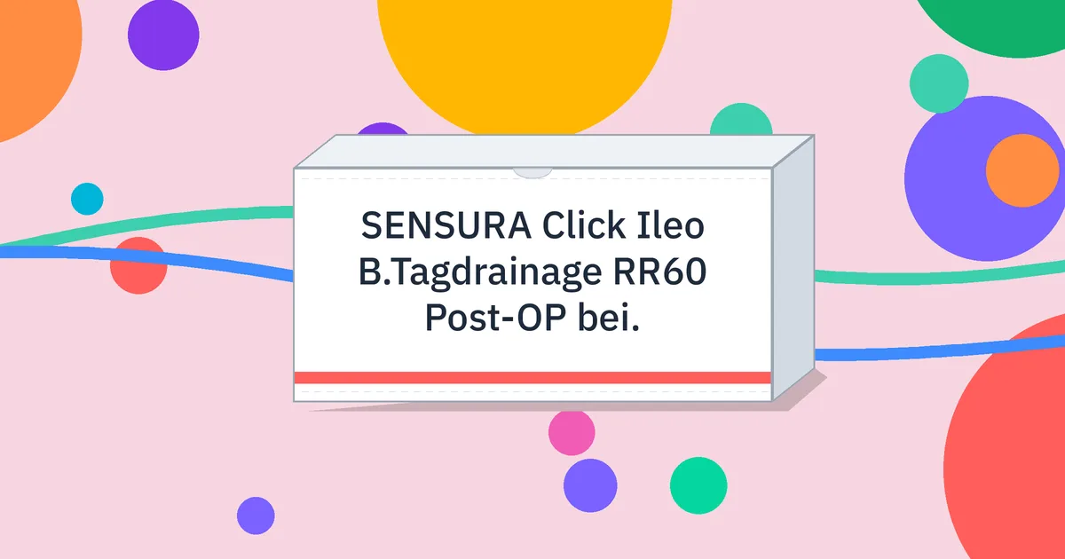 Symbolbild: Packung mit der Aufschrift SENSURA Click Ileo B.Tagdrainage RR60 Post-OP bei. (PZN 10739746) – Verfügbarkeit und Bezug in Apotheken in Frankfurt am Main
