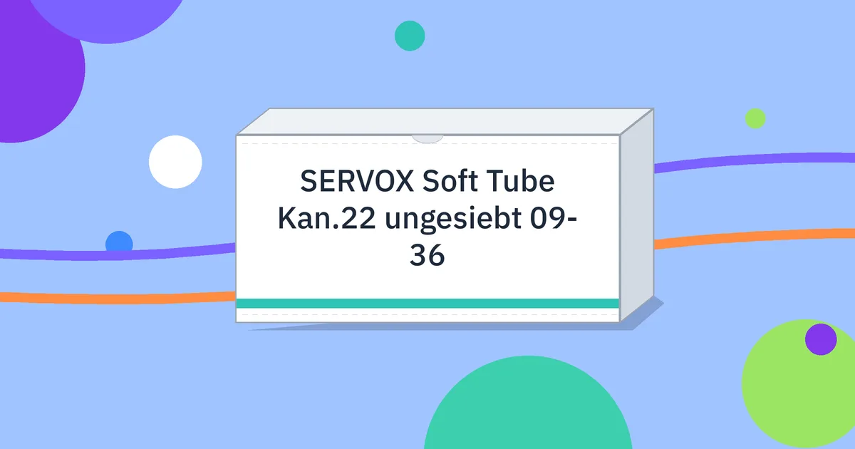 Symbolbild: Packung mit der Aufschrift SERVOX Soft Tube Kan.22 ungesiebt 09-36 (PZN 07508552) – Verfügbarkeit und Bezug in Apotheken in Frankfurt am Main