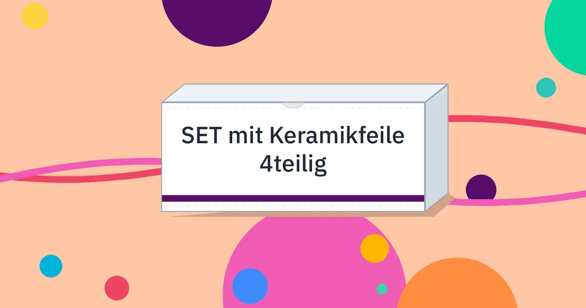 Symbolbild: Packung mit der Aufschrift SET mit Keramikfeile 4teilig (PZN 01521014) – Verfügbarkeit und Bezug in Apotheken in Frankfurt am Main