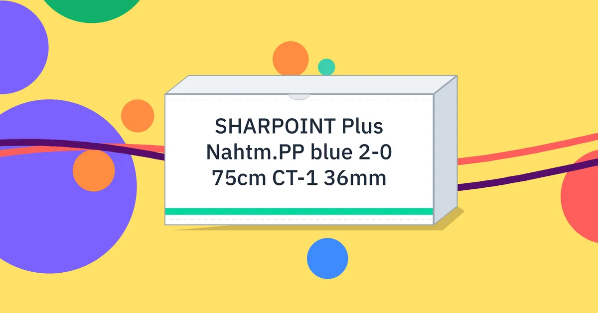 Symbolbild: Packung mit der Aufschrift SHARPOINT Plus Nahtm.PP blue 2-0 75cm CT-1 36mm (PZN 17985572) – Verfügbarkeit und Bezug in Apotheken in Frankfurt am Main