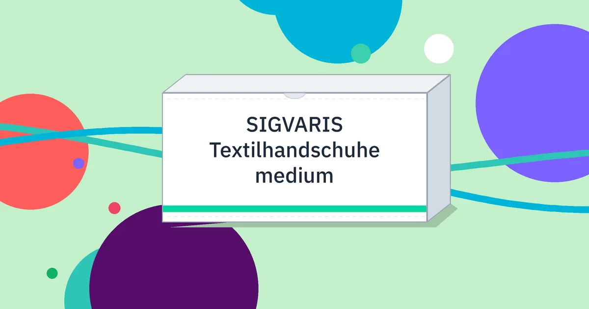 Symbolbild: Packung mit der Aufschrift SIGVARIS Textilhandschuhe medium (PZN 12144649) – Verfügbarkeit und Bezug in Apotheken in Frankfurt am Main