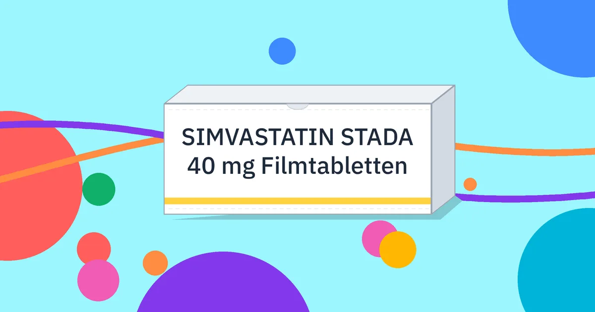 Symbolbild: Packung mit der Aufschrift SIMVASTATIN STADA 40 mg Filmtabletten (PZN 04124325) – Verfügbarkeit und Bezug in Apotheken in Frankfurt am Main