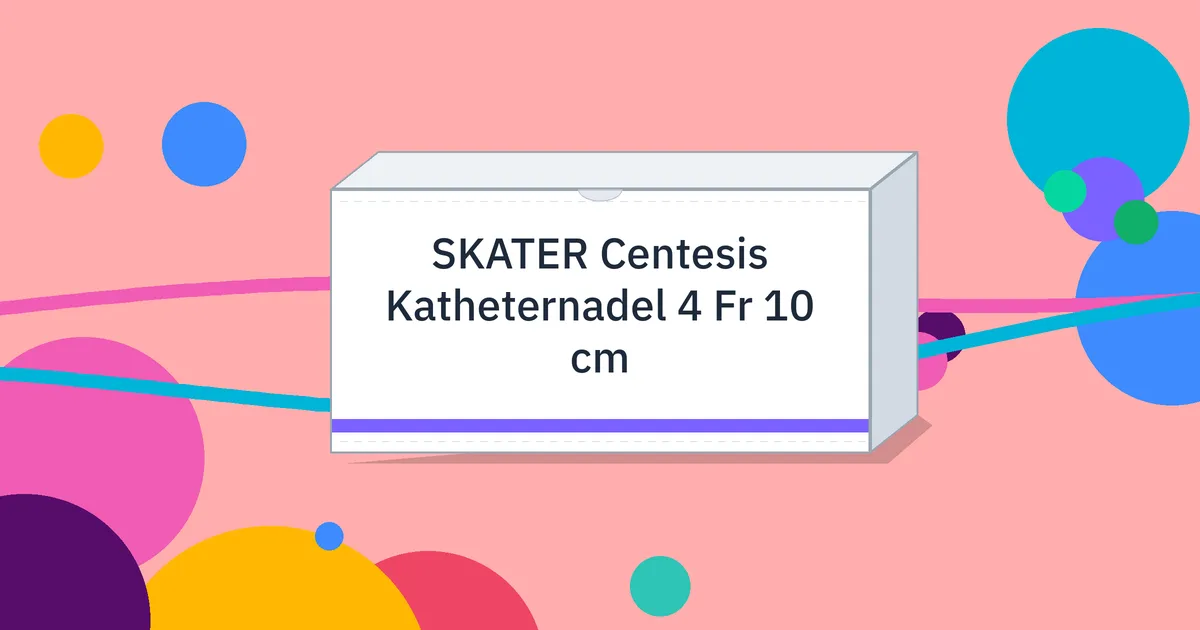 Symbolbild: Packung mit der Aufschrift SKATER Centesis Katheternadel 4 Fr 10 cm (PZN 06769517) – Verfügbarkeit und Bezug in Apotheken in Frankfurt am Main