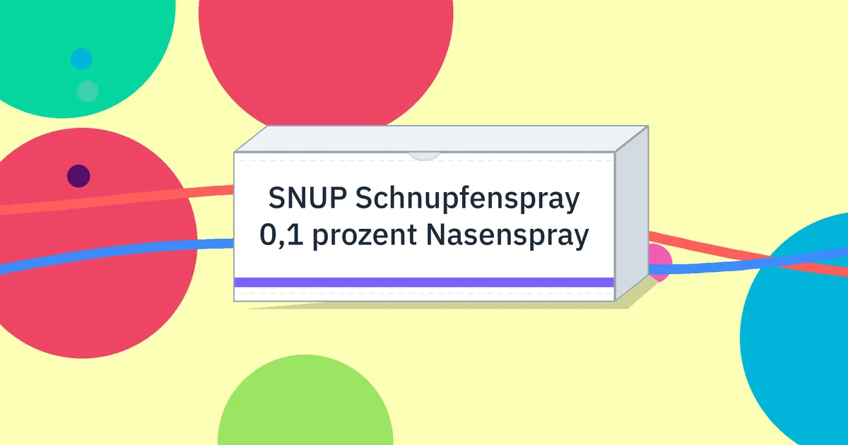 Symbolbild: Packung mit der Aufschrift SNUP Schnupfenspray 0,1 prozent Nasenspray (PZN 04482680) – Verfügbarkeit und Bezug in Apotheken in Frankfurt am Main