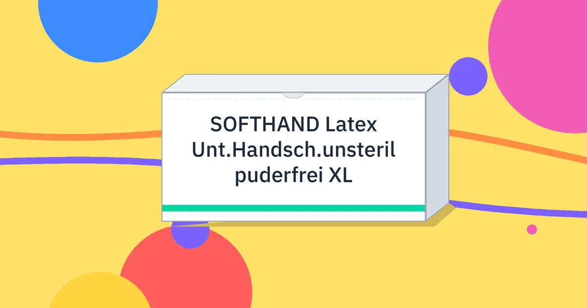Symbolbild: Packung mit der Aufschrift SOFTHAND Latex Unt.Handsch.unsteril puderfrei XL (PZN 00368786) – Verfügbarkeit und Bezug in Apotheken in Frankfurt am Main