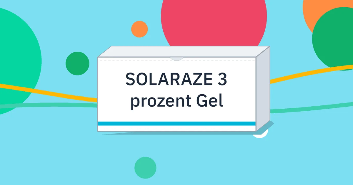 Symbolbild: Packung mit der Aufschrift SOLARAZE 3 prozent Gel (PZN 17569997) – Verfügbarkeit und Bezug in Apotheken in Frankfurt am Main