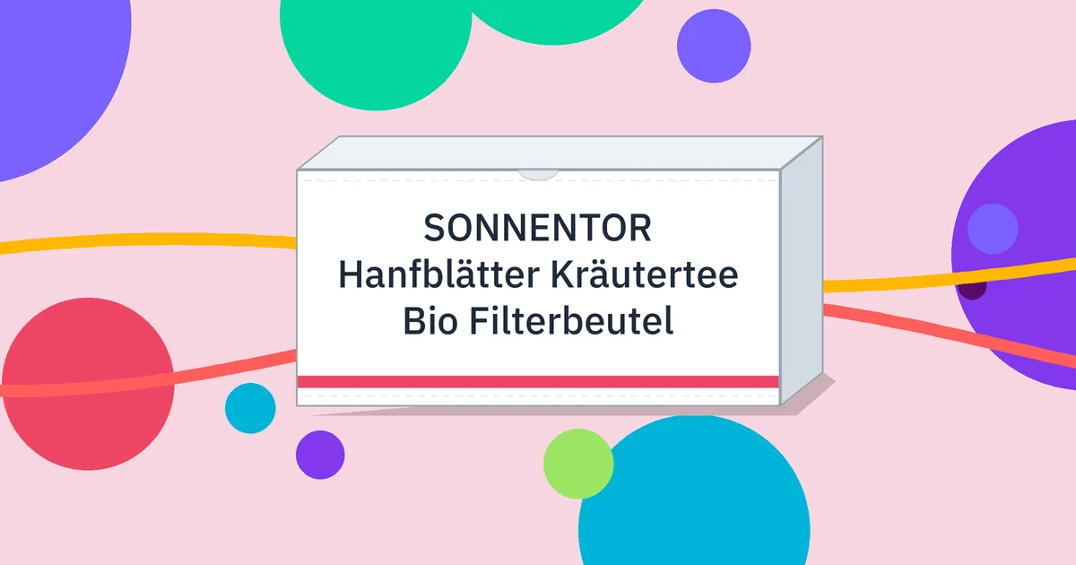 Symbolbild: Packung mit der Aufschrift SONNENTOR Hanfblätter Kräutertee Bio Filterbeutel (PZN 18904009) – Verfügbarkeit und Bezug in Apotheken in Frankfurt am Main