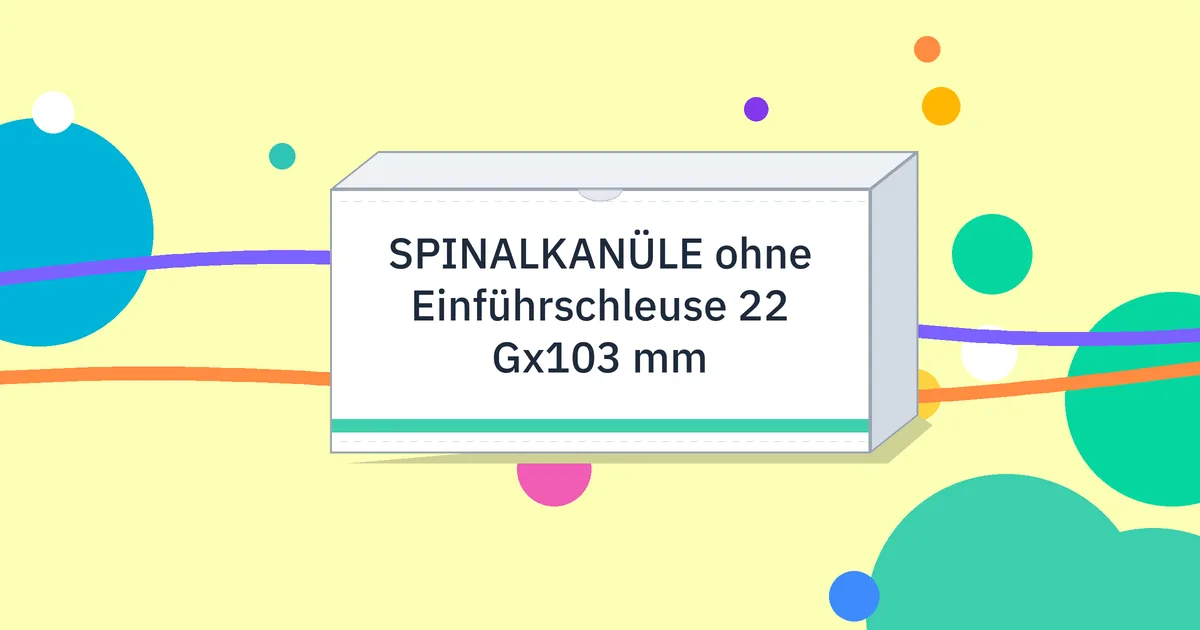 Symbolbild: Packung mit der Aufschrift SPINALKANÜLE ohne Einführschleuse 22 Gx103 mm (PZN 03949578) – Verfügbarkeit und Bezug in Apotheken in Frankfurt am Main