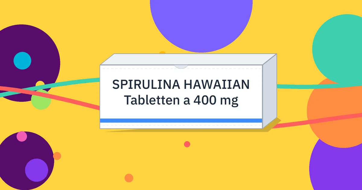 Symbolbild: Packung mit der Aufschrift SPIRULINA HAWAIIAN Tabletten a 400 mg (PZN 07529732) – Verfügbarkeit und Bezug in Apotheken in Frankfurt am Main