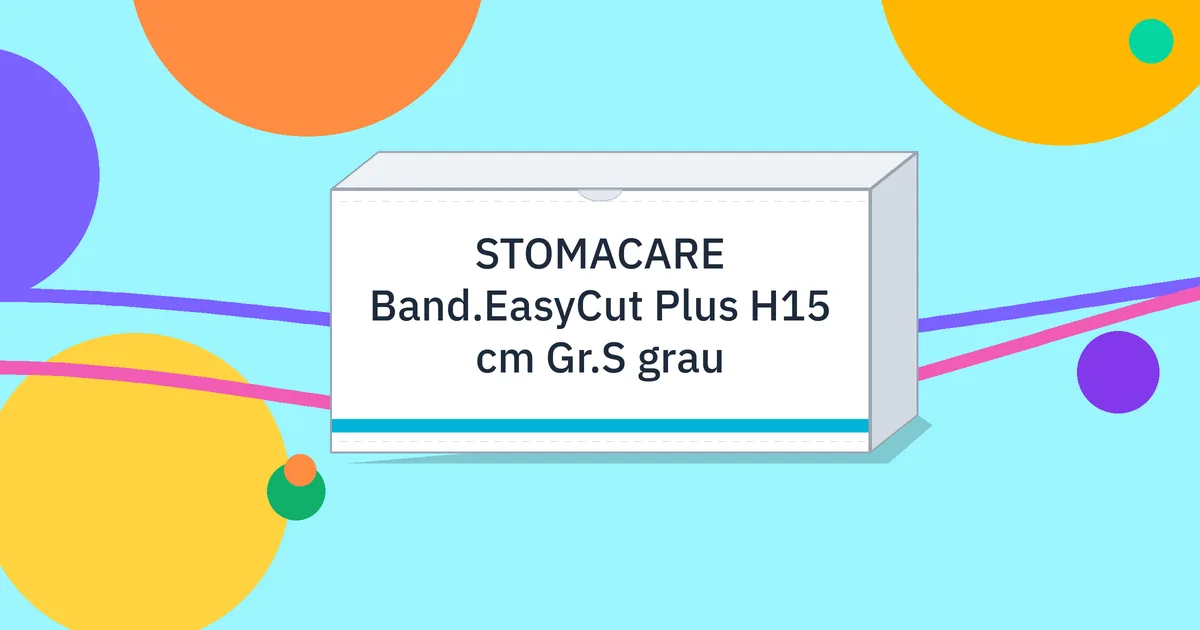 Symbolbild: Packung mit der Aufschrift STOMACARE Band.EasyCut Plus H15 cm Gr.S grau (PZN 16314485) – Verfügbarkeit und Bezug in Apotheken in Frankfurt am Main
