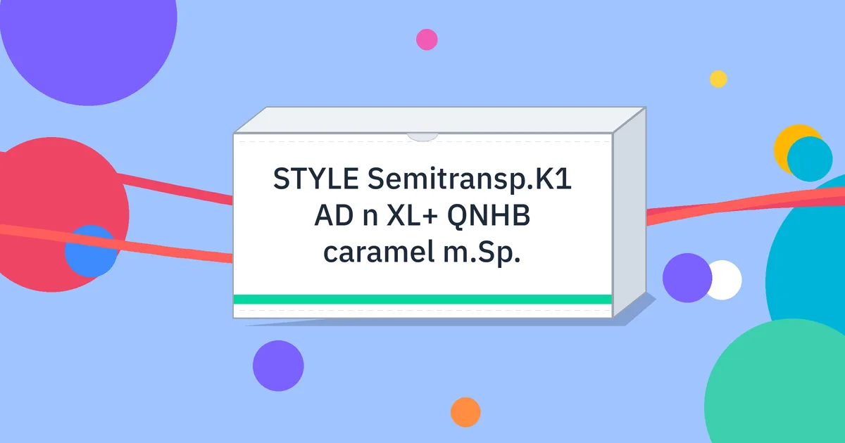 Symbolbild: Packung mit der Aufschrift STYLE Semitransp.K1 AD n XL+ QNHB caramel m.Sp. (PZN 18870440) – Verfügbarkeit und Bezug in Apotheken in Frankfurt am Main