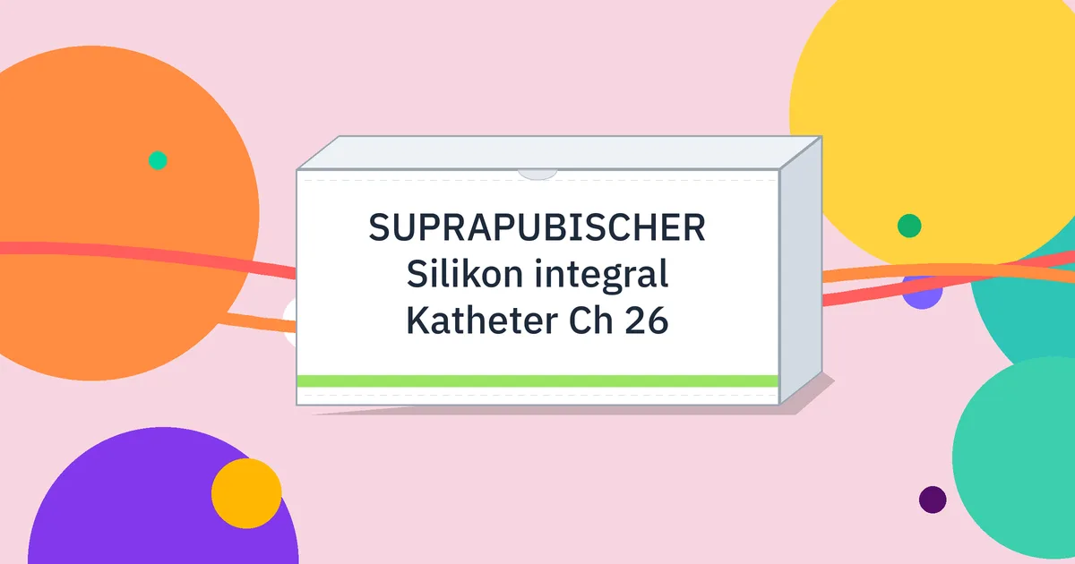 Symbolbild: Packung mit der Aufschrift SUPRAPUBISCHER Silikon integral Katheter Ch 26 (PZN 13163459) – Verfügbarkeit und Bezug in Apotheken in Frankfurt am Main