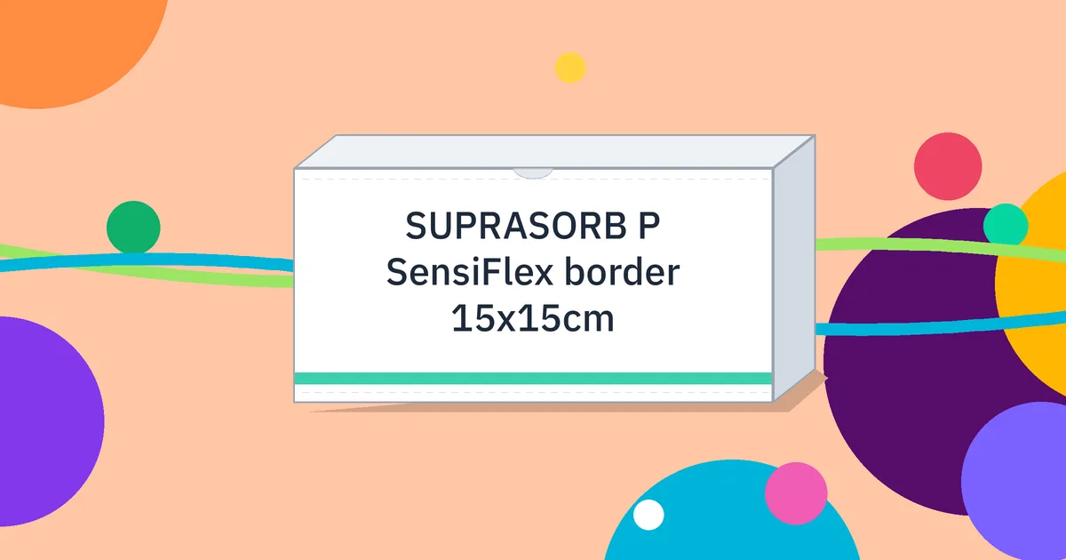 Symbolbild: Packung mit der Aufschrift SUPRASORB P SensiFlex border 15x15cm (PZN 20693614) – Verfügbarkeit und Bezug in Apotheken in Frankfurt am Main