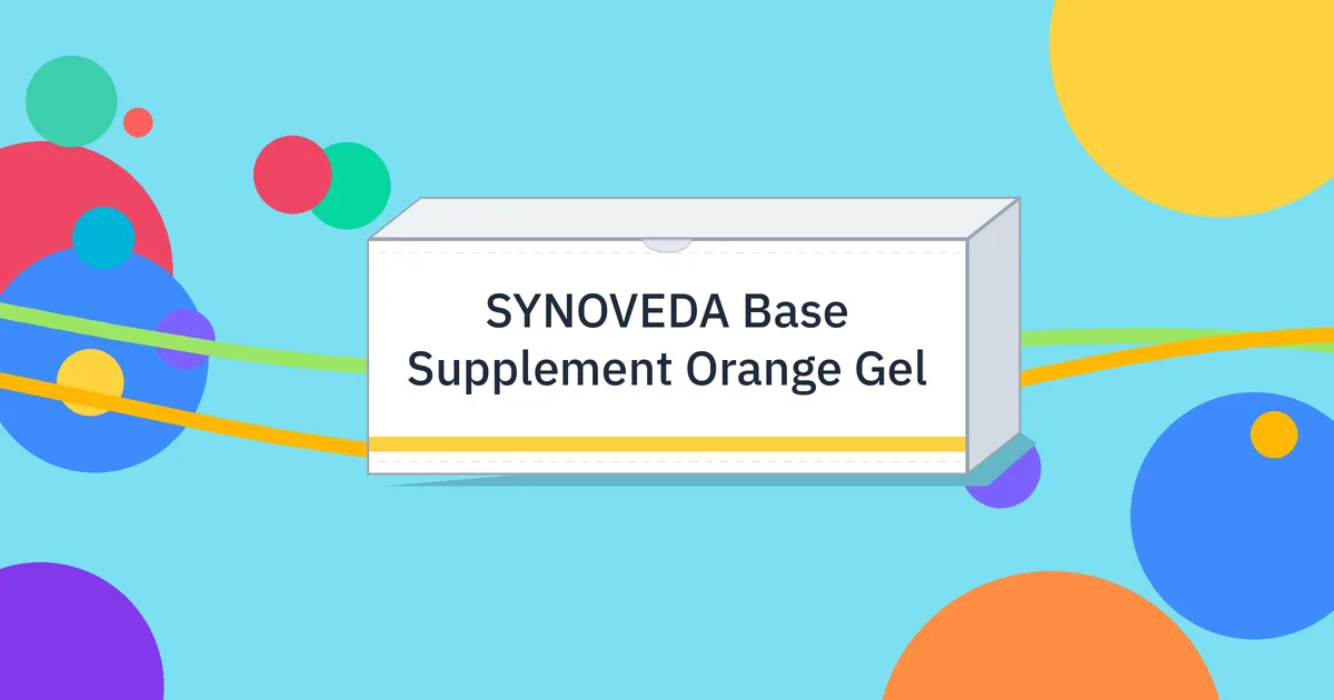 Symbolbild: Packung mit der Aufschrift SYNOVEDA Base Supplement Orange Gel (PZN 04452667) – Verfügbarkeit und Bezug in Apotheken in Frankfurt am Main
