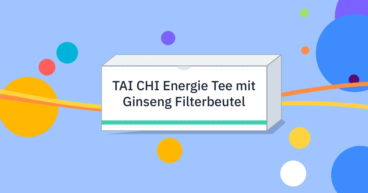 Symbolbild: Packung mit der Aufschrift TAI CHI Energie Tee mit Ginseng Filterbeutel (PZN 03250803) – Verfügbarkeit und Bezug in Apotheken in Frankfurt am Main