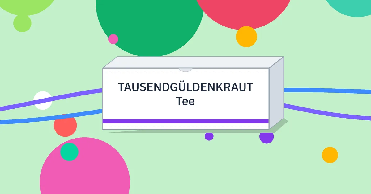 Symbolbild: Packung mit der Aufschrift TAUSENDGÜLDENKRAUT Tee (PZN 05381900) – Verfügbarkeit und Bezug in Apotheken in Frankfurt am Main