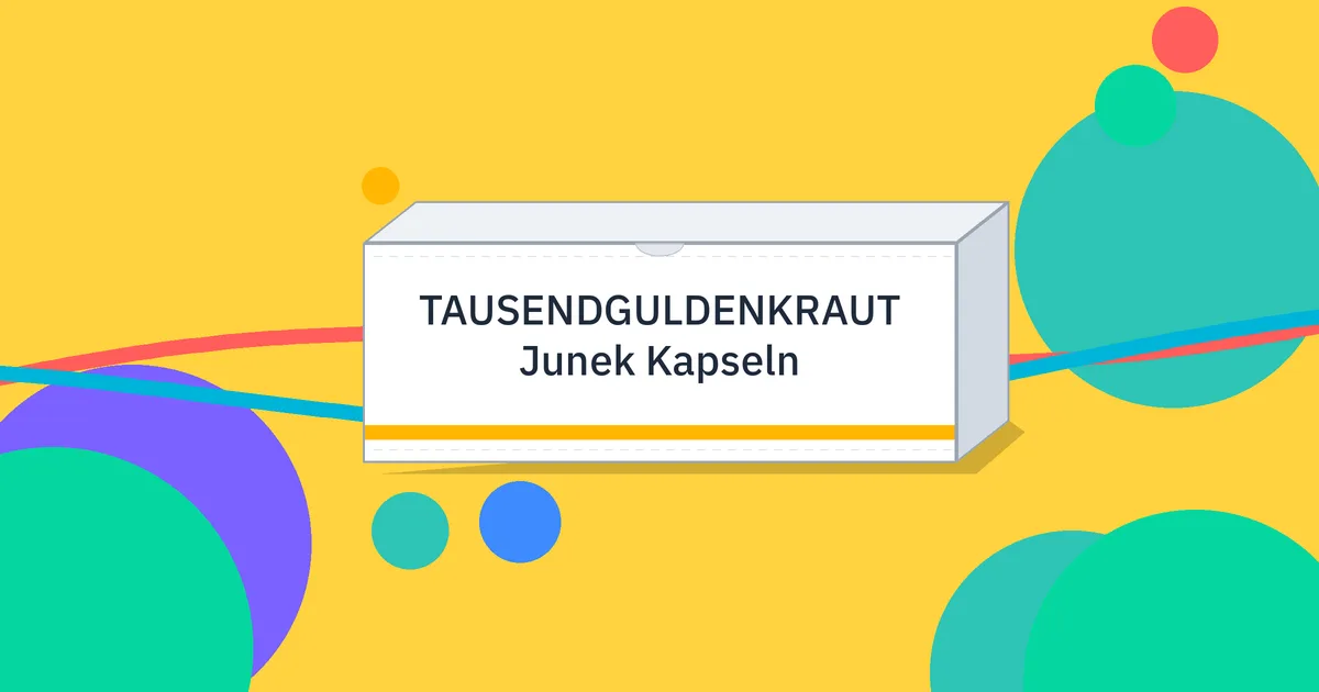Symbolbild: Packung mit der Aufschrift TAUSENDGULDENKRAUT Junek Kapseln (PZN 10053279) – Verfügbarkeit und Bezug in Apotheken in Frankfurt am Main