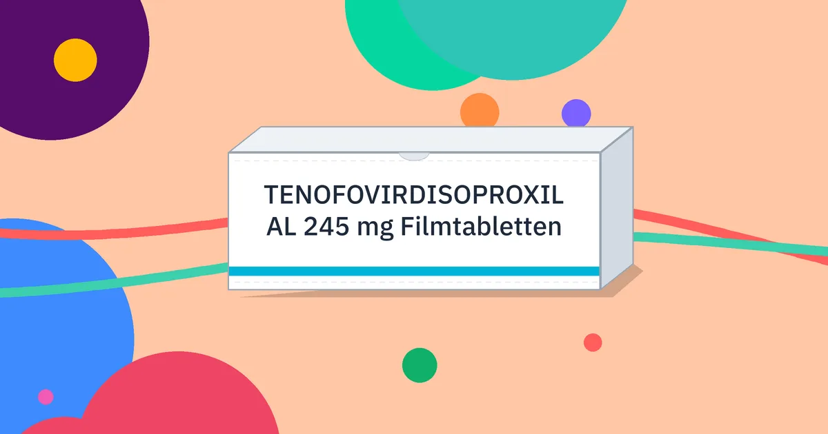 Symbolbild: Packung mit der Aufschrift TENOFOVIRDISOPROXIL AL 245 mg Filmtabletten (PZN 12498270) – Verfügbarkeit und Bezug in Apotheken in Frankfurt am Main