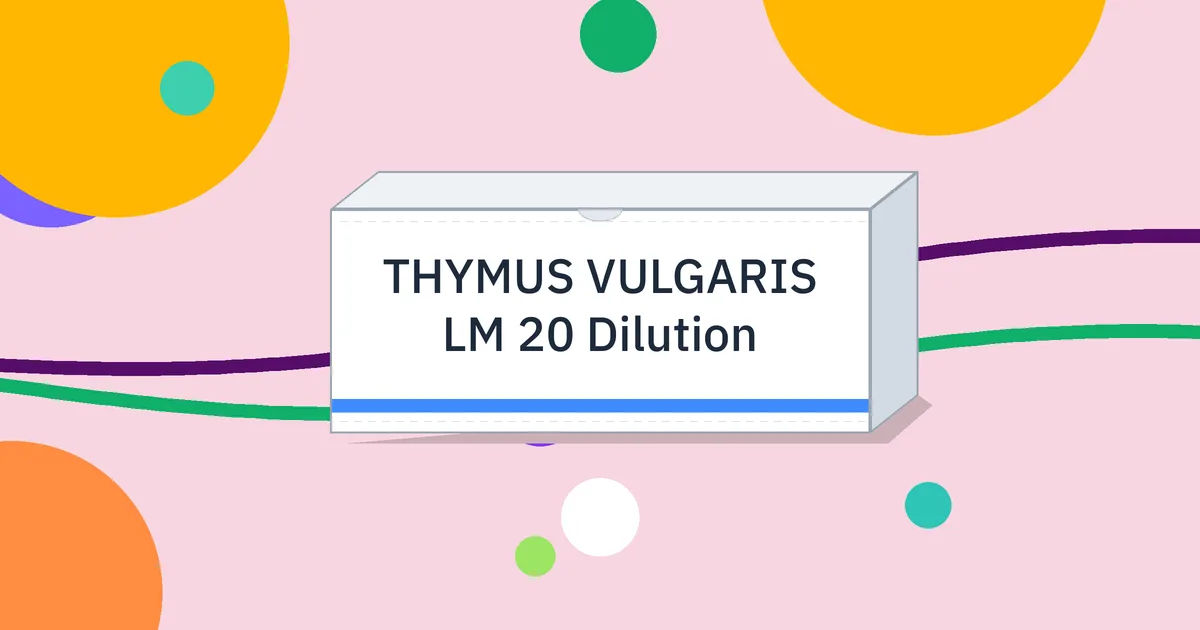 Symbolbild: Packung mit der Aufschrift THYMUS VULGARIS LM 20 Dilution (PZN 13223517) – Verfügbarkeit und Bezug in Apotheken in Frankfurt am Main