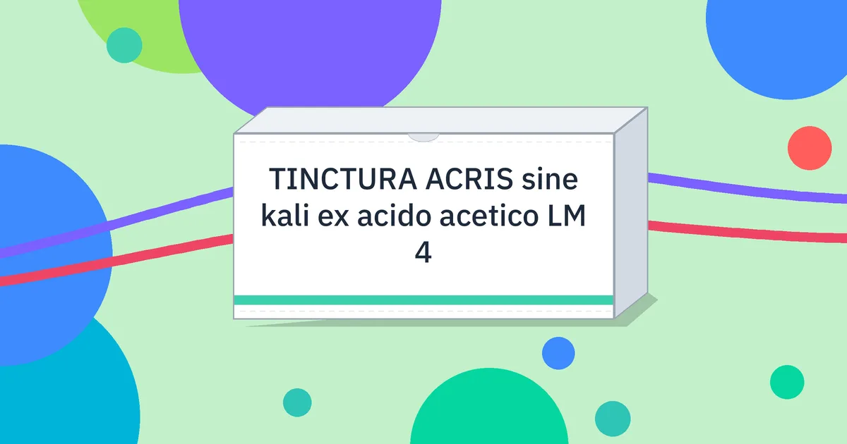 Symbolbild: Packung mit der Aufschrift TINCTURA ACRIS sine kali ex acido acetico LM 4 (PZN 13701460) – Verfügbarkeit und Bezug in Apotheken in Frankfurt am Main