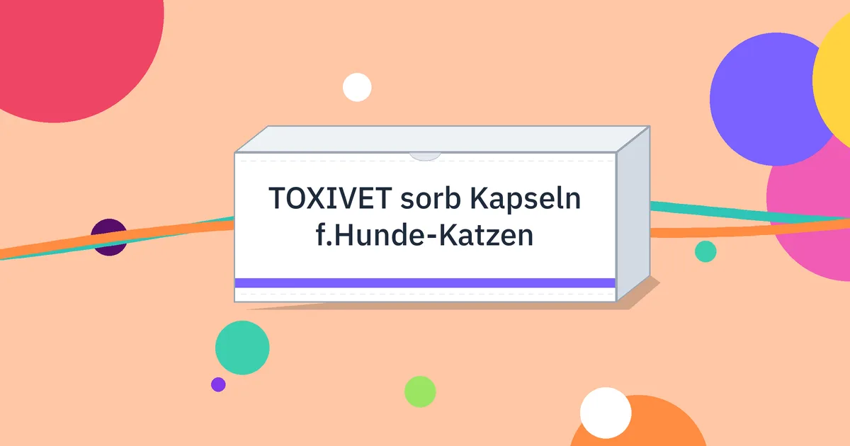 Symbolbild: Packung mit der Aufschrift TOXIVET sorb Kapseln f.Hunde-Katzen (PZN 13864127) – Verfügbarkeit und Bezug in Apotheken in Frankfurt am Main