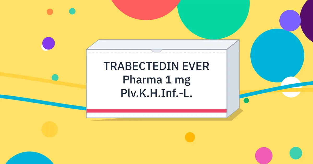Symbolbild: Packung mit der Aufschrift TRABECTEDIN EVER Pharma 1 mg Plv.K.H.Inf.-L. (PZN 18721467) – Verfügbarkeit und Bezug in Apotheken in Frankfurt am Main