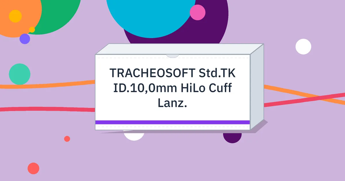 Symbolbild: Packung mit der Aufschrift TRACHEOSOFT Std.TK ID.10,0mm HiLo Cuff Lanz. (PZN 04109863) – Verfügbarkeit und Bezug in Apotheken in Frankfurt am Main