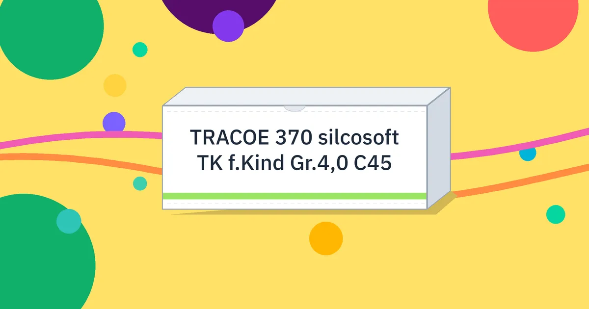Symbolbild: Packung mit der Aufschrift TRACOE 370 silcosoft TK f.Kind Gr.4,0 C45 (PZN 14314475) – Verfügbarkeit und Bezug in Apotheken in Frankfurt am Main