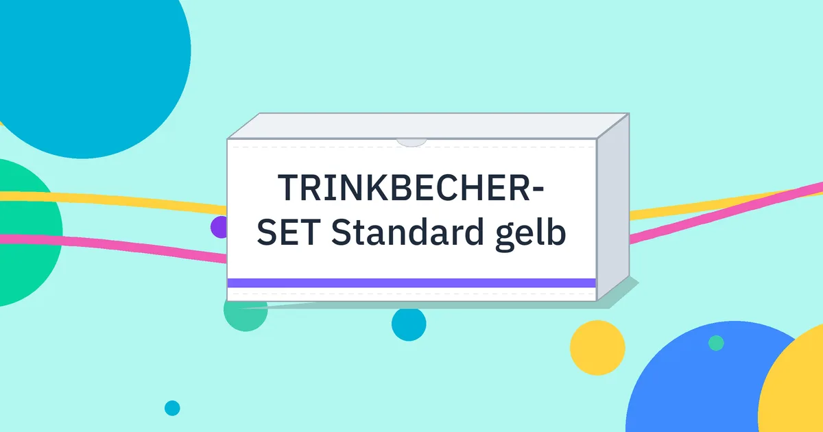 Symbolbild: Packung mit der Aufschrift TRINKBECHER-SET Standard gelb (PZN 00746610) – Verfügbarkeit und Bezug in Apotheken in Frankfurt am Main