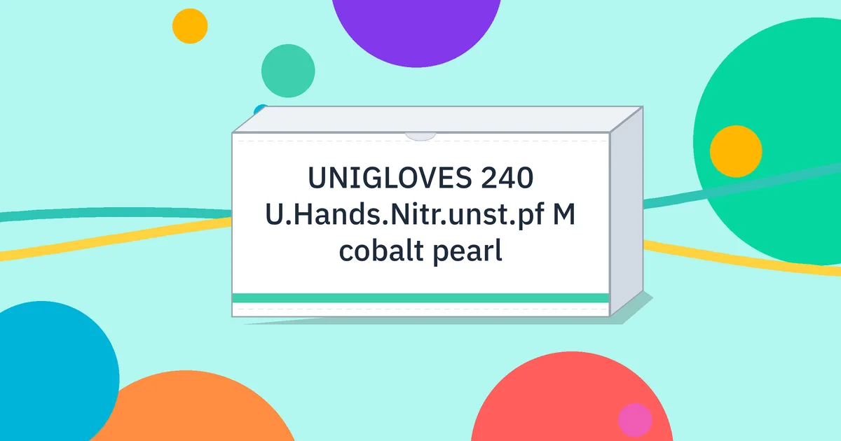 Symbolbild: Packung mit der Aufschrift UNIGLOVES 240 U.Hands.Nitr.unst.pf M cobalt pearl (PZN 18100506) – Verfügbarkeit und Bezug in Apotheken in Frankfurt am Main