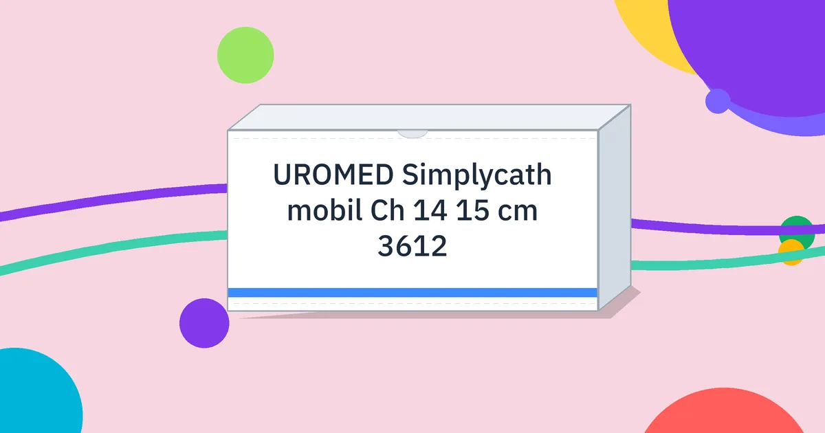 Symbolbild: Packung mit der Aufschrift UROMED Simplycath mobil Ch 14 15 cm 3612 (PZN 11515167) – Verfügbarkeit und Bezug in Apotheken in Frankfurt am Main