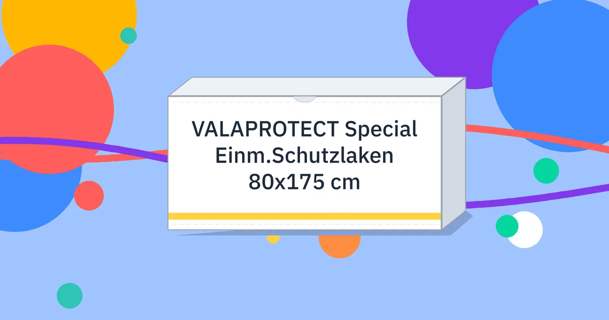 Symbolbild: Packung mit der Aufschrift VALAPROTECT Special Einm.Schutzlaken 80x175 cm (PZN 13746215) – Verfügbarkeit und Bezug in Apotheken in Frankfurt am Main
