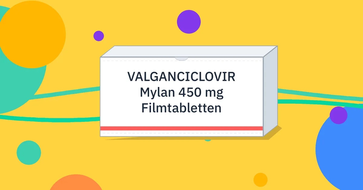 Symbolbild: Packung mit der Aufschrift VALGANCICLOVIR Mylan 450 mg Filmtabletten (PZN 19710939) – Verfügbarkeit und Bezug in Apotheken in Frankfurt am Main