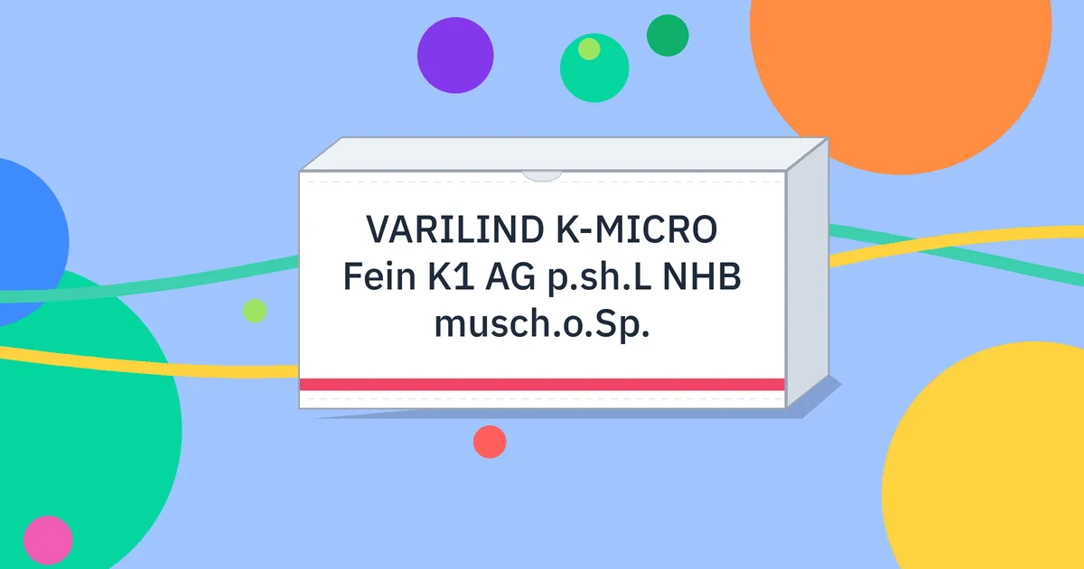 Symbolbild: Packung mit der Aufschrift VARILIND K-MICRO Fein K1 AG p.sh.L NHB musch.o.Sp. (PZN 20555674) – Verfügbarkeit und Bezug in Apotheken in Frankfurt am Main