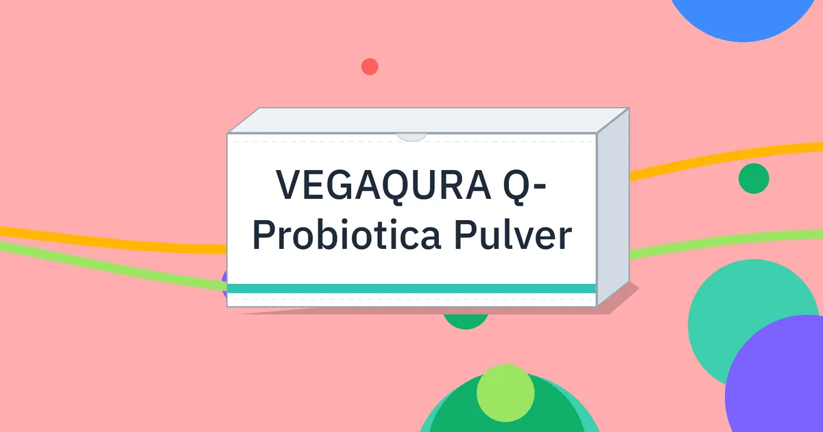 Symbolbild: Packung mit der Aufschrift VEGAQURA Q-Probiotica Pulver (PZN 15629198) – Verfügbarkeit und Bezug in Apotheken in Frankfurt am Main