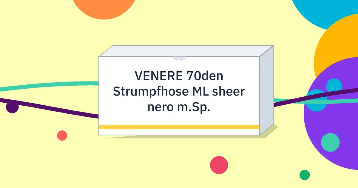 Symbolbild: Packung mit der Aufschrift VENERE 70den Strumpfhose ML sheer nero m.Sp. (PZN 16172973) – Verfügbarkeit und Bezug in Apotheken in Frankfurt am Main
