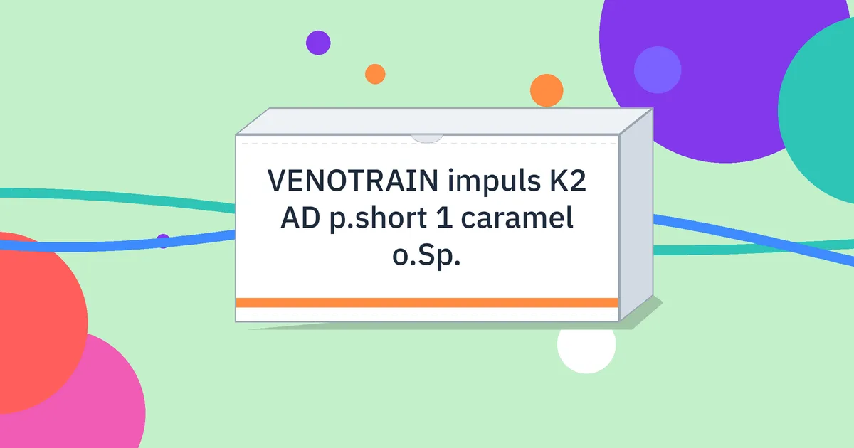 Symbolbild: Packung mit der Aufschrift VENOTRAIN impuls K2 AD p.short 1 caramel o.Sp. (PZN 08425880) – Verfügbarkeit und Bezug in Apotheken in Frankfurt am Main