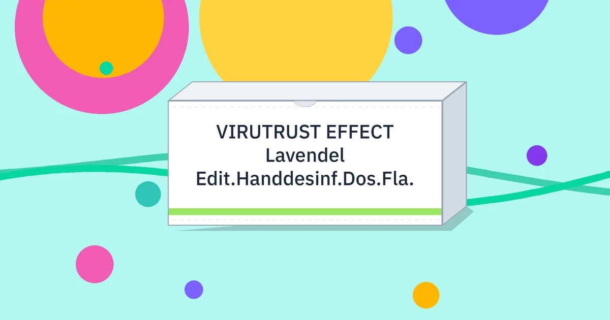 Symbolbild: Packung mit der Aufschrift VIRUTRUST EFFECT Lavendel Edit.Handdesinf.Dos.Fla. (PZN 16940722) – Verfügbarkeit und Bezug in Apotheken in Frankfurt am Main
