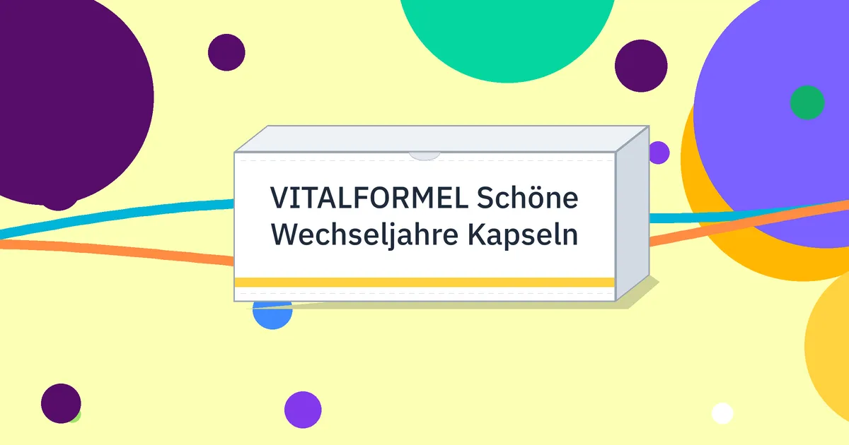 Symbolbild: Packung mit der Aufschrift VITALFORMEL Schöne Wechseljahre Kapseln (PZN 06798045) – Verfügbarkeit und Bezug in Apotheken in Frankfurt am Main