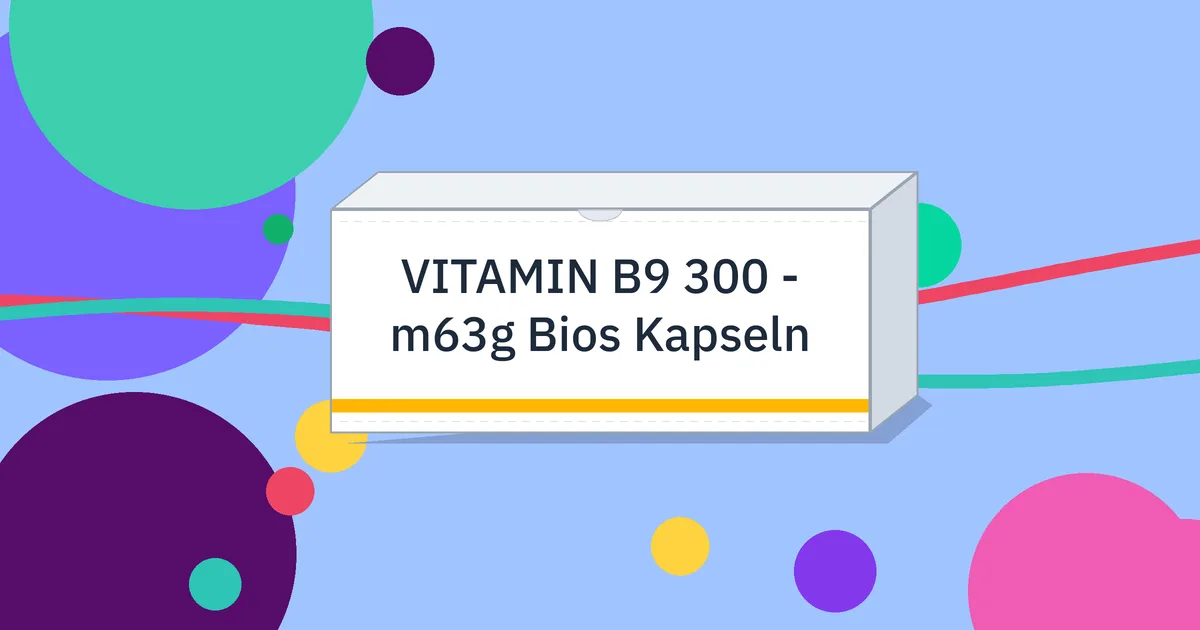 Symbolbild: Packung mit der Aufschrift VITAMIN B9 300 -m63g Bios Kapseln (PZN 09324649) – Verfügbarkeit und Bezug in Apotheken in Frankfurt am Main