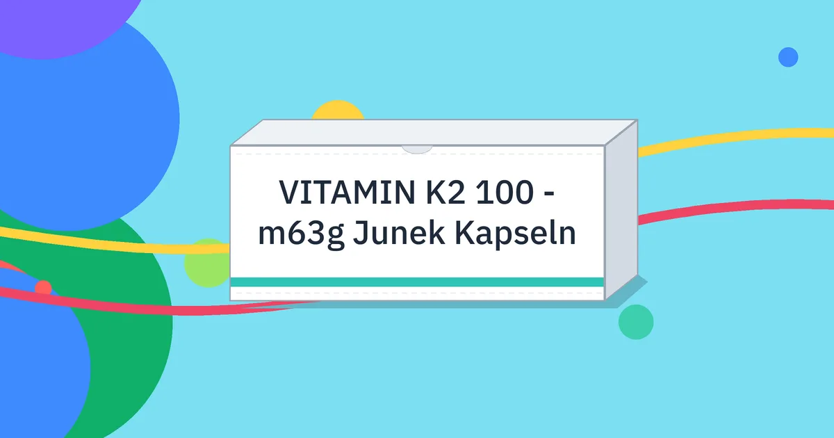 Symbolbild: Packung mit der Aufschrift VITAMIN K2 100 -m63g Junek Kapseln (PZN 10335836) – Verfügbarkeit und Bezug in Apotheken in Frankfurt am Main