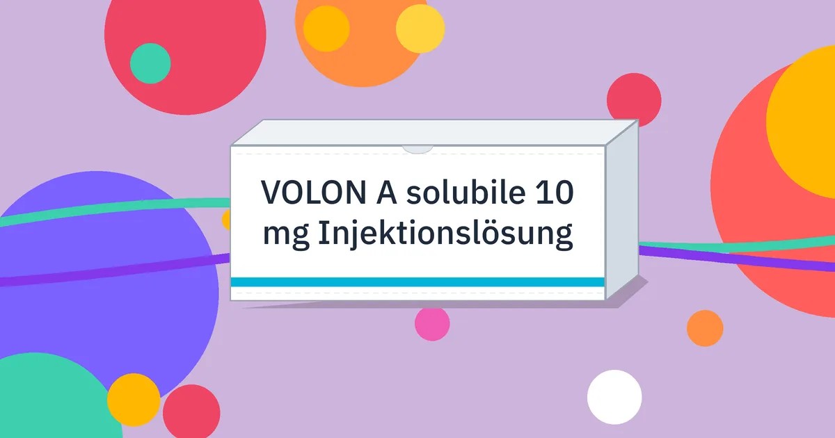 Symbolbild: Packung mit der Aufschrift VOLON A solubile 10 mg Injektionslösung (PZN 01218646) – Verfügbarkeit und Bezug in Apotheken in Frankfurt am Main